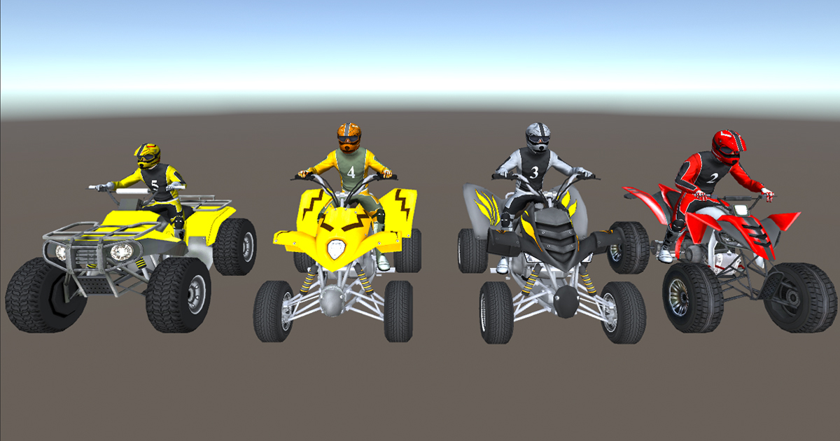 Low Poly Quad Bikes With Rider | 3D 지상 | Unity Asset Store