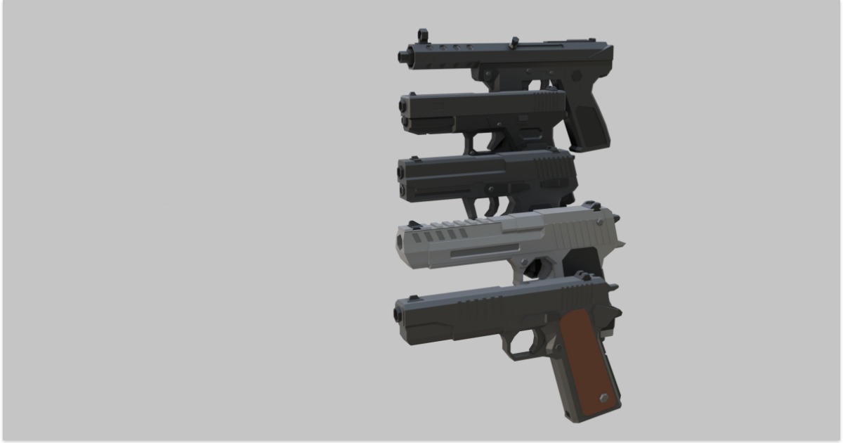 Low Poly Pistol Weapon Pack 1 | 3D Guns | Unity Asset Store