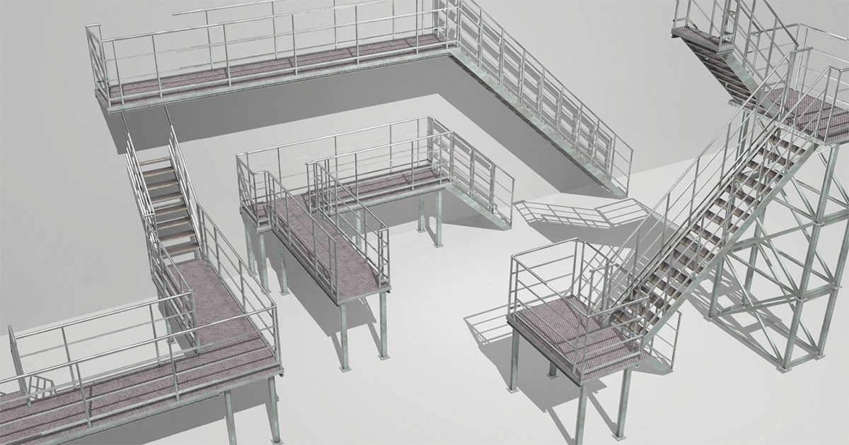 Industrial Stairs Modular | 3D Industrial | Unity Asset Store