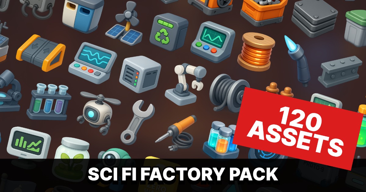 Sci Fi Factory Icons Pack Machines Tools Robotics and Engineering ...