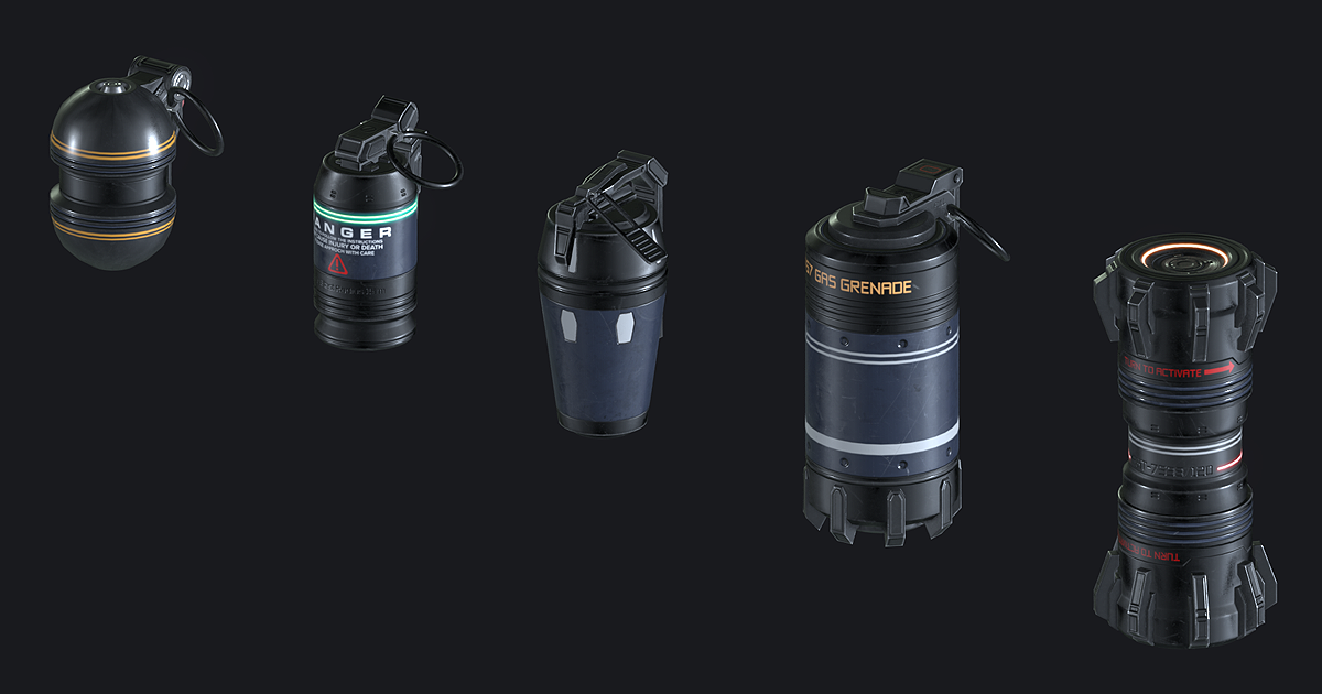 Scifi Hand Grenade Collection | 3D Guns | Unity Asset Store