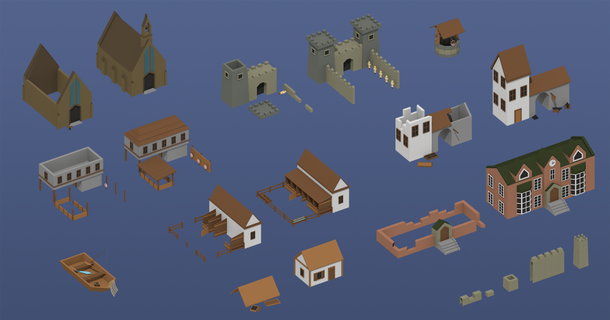 Low Poly Medieval Buildings 3 | 3D Fantasy | Unity Asset Store