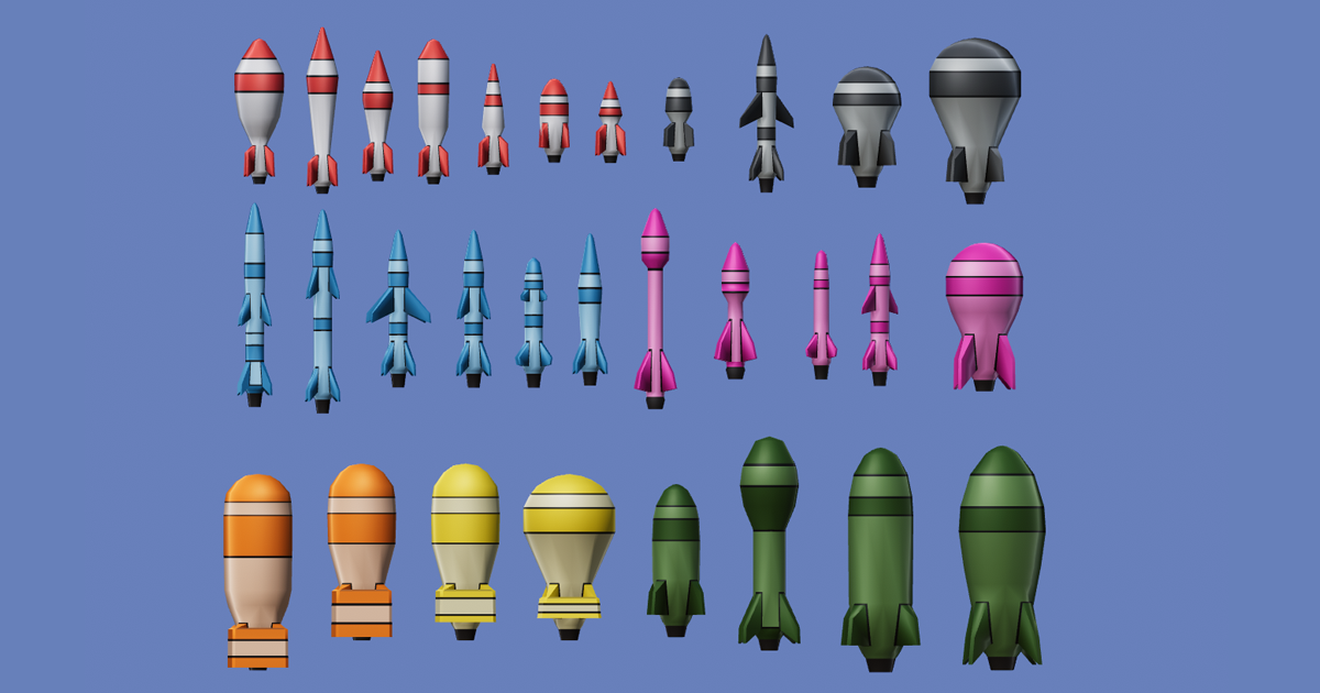 Rockets, Missiles & Bombs - Cartoon Low Poly Pack | 3D Weapons | Unity ...