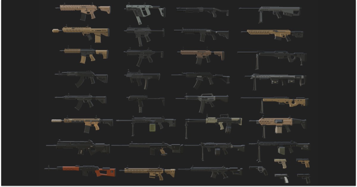 Low Poly Weapon Bundle Pack 2 | 3D Guns | Unity Asset Store