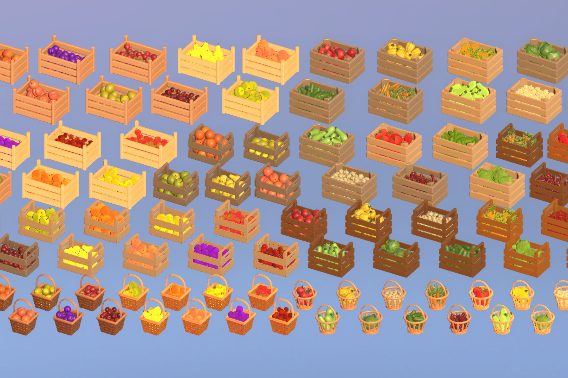 3D Props Ultimate Fruits and Vegetables in Basket | 3D Props | Unity ...