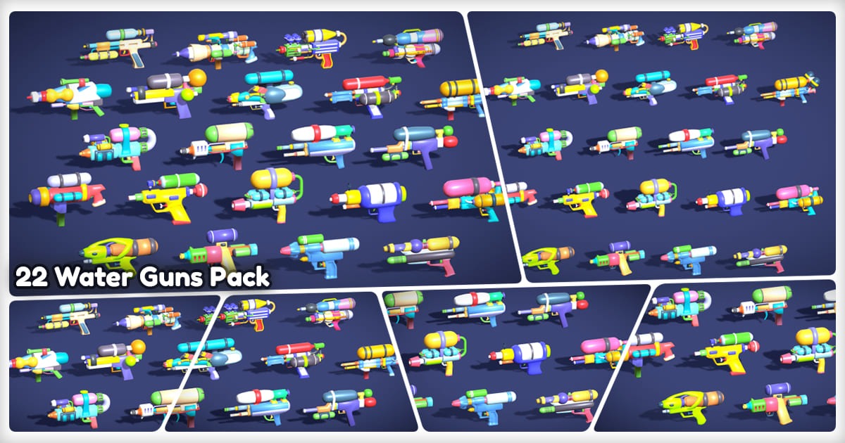 Water Gun Pack – Lowpoly Stylized Cartoon Hyper Casual Toy - Kids ...