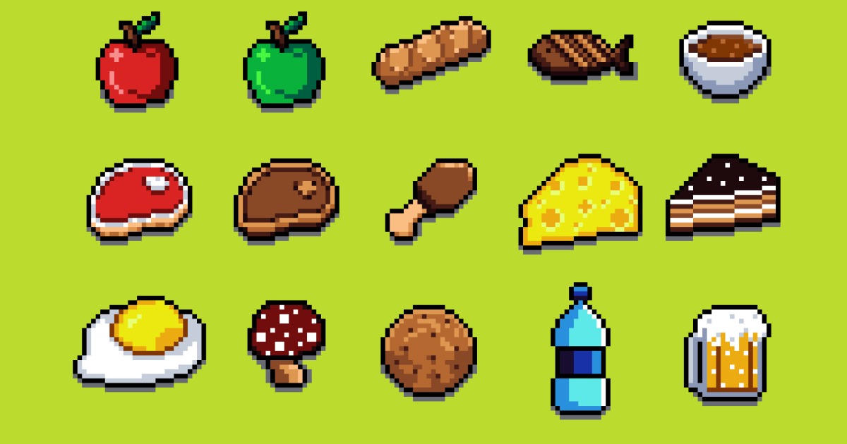 Pixel Food Icons Pack 1 - 15 Items | 32x32 | 2D Icons | Unity Asset Store