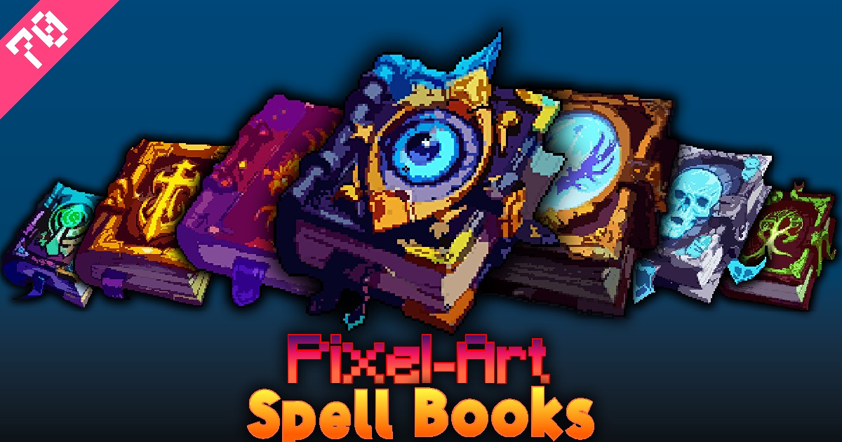Pixel-Art Spell Books | 2D Icons | Unity Asset Store