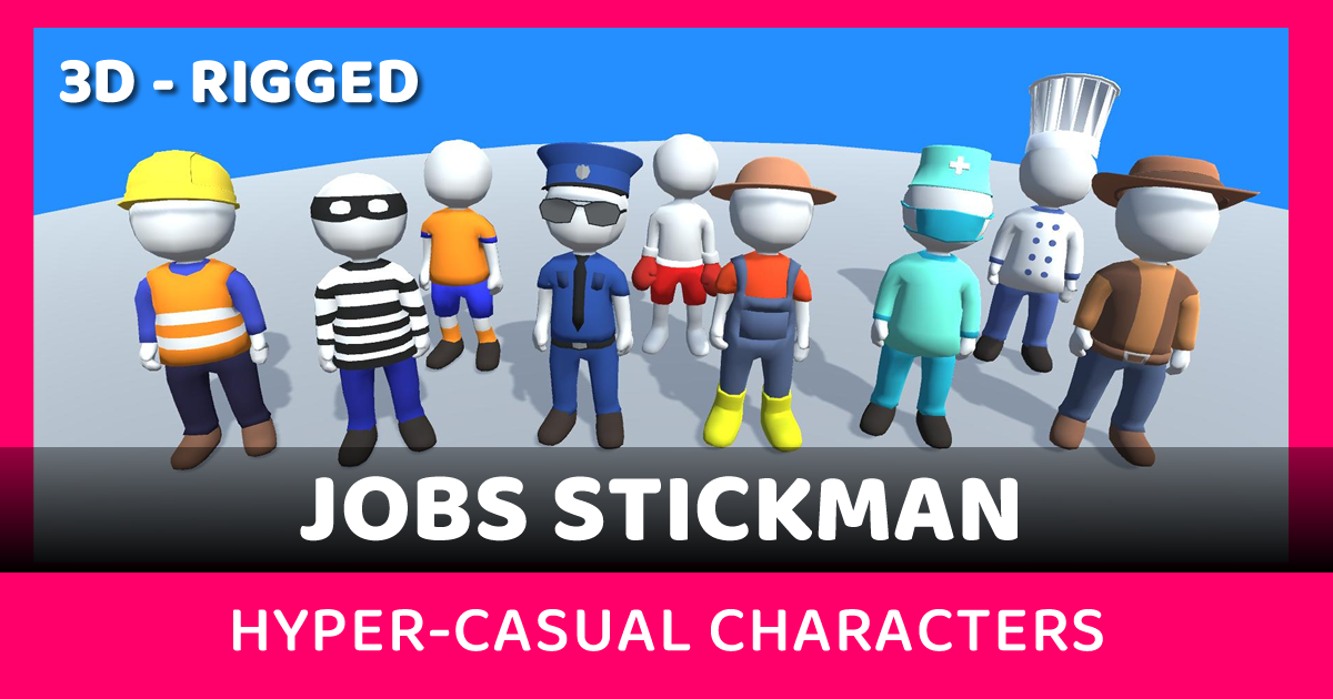 Hyper-Casual Low Poly Stickman Jobs Package | 3D Characters | Unity ...