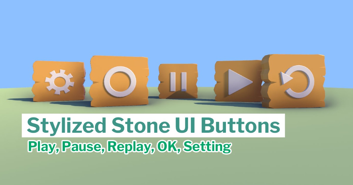 Stylized Stone UI Buttons - Free Sample | 3D GUI | Unity Asset Store