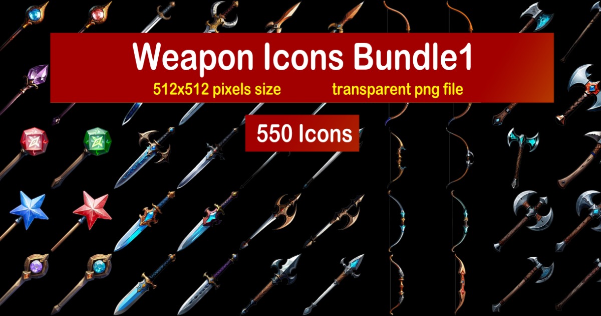 Weapon Icons Bundle1 | 2D 图标 | Unity Asset Store