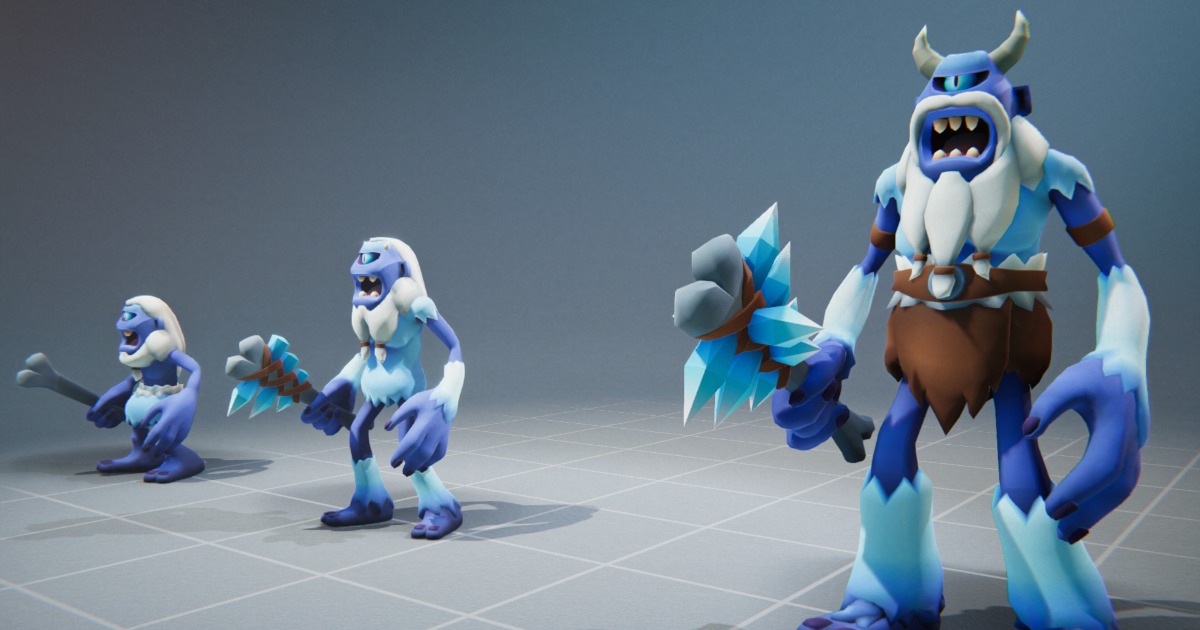 Ice Yeti Family - Character + Animations | 3D ヒューマノイド | Unity Asset Store