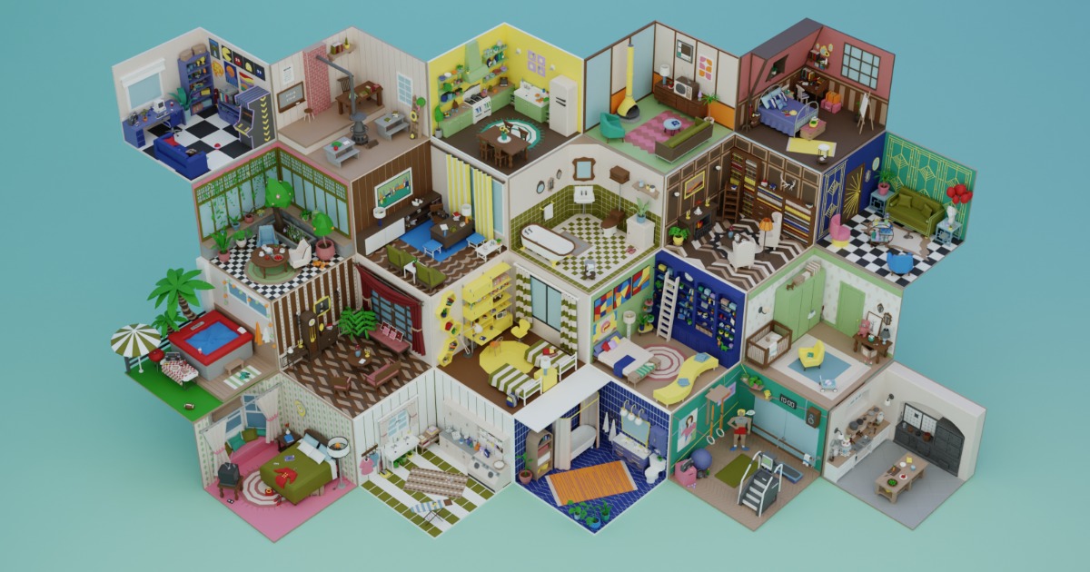 Low Poly Retro Vintage Rooms Interiors | 3D Environments | Unity Asset ...