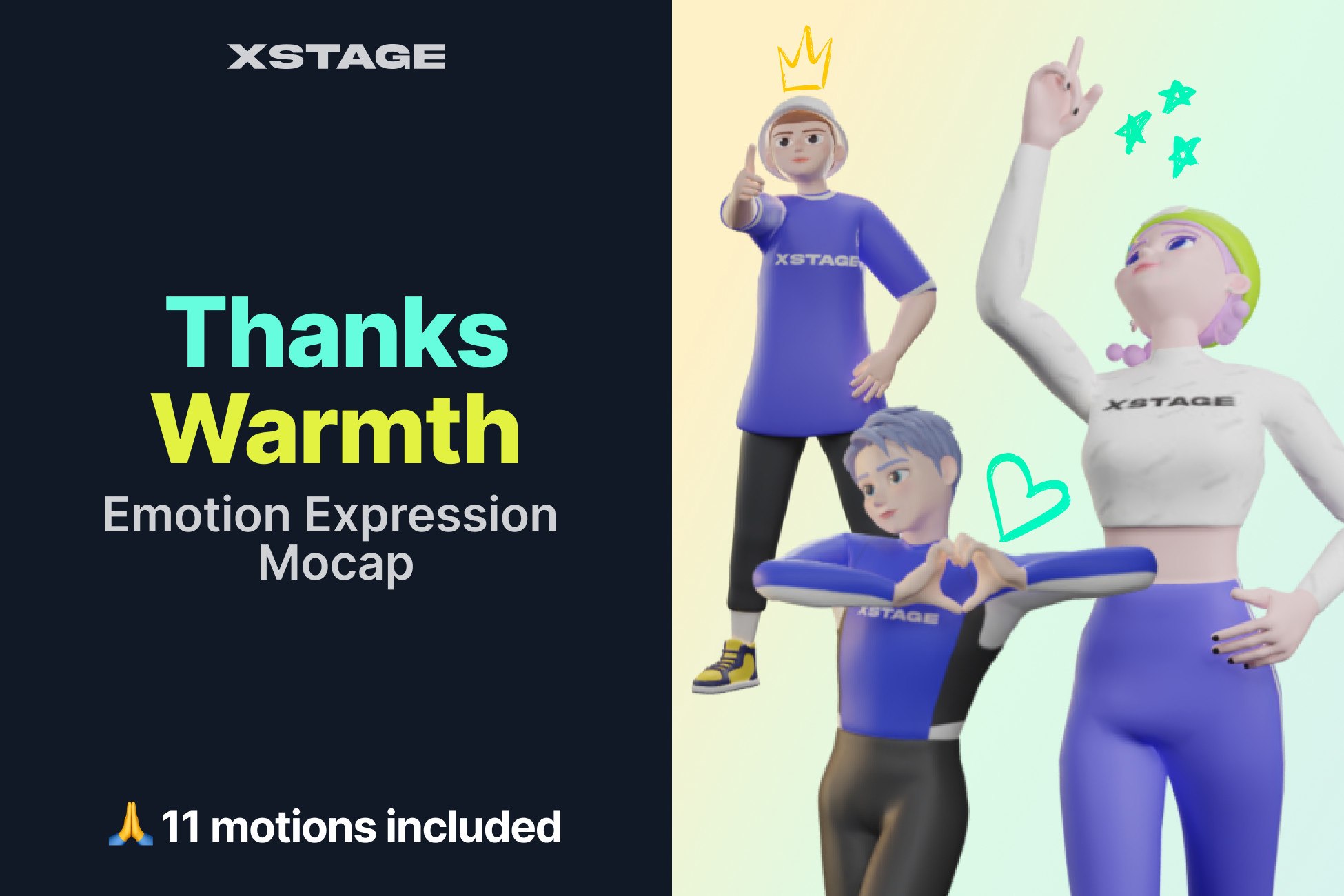 Thanks, Warmth | Emotion Expression Mocap Pack #4 | 3D Animations ...