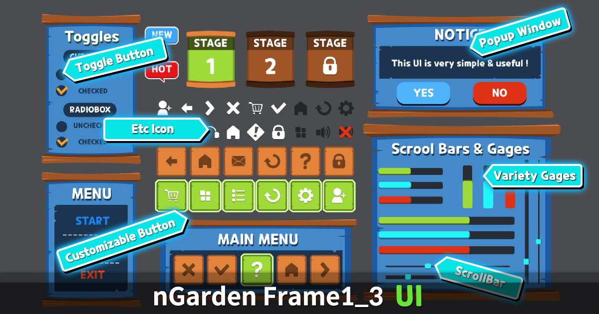nGarden Frame 1-3 UI | 2D GUI | Unity Asset Store