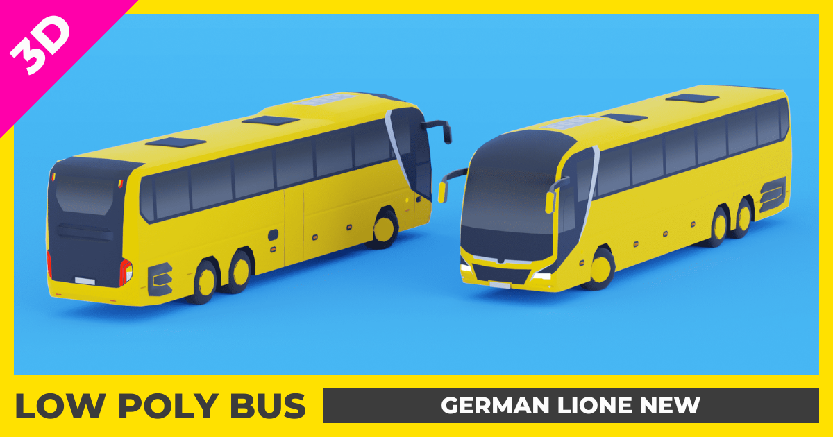 Low Poly Bus - German Lione New | 3D Land | Unity Asset Store