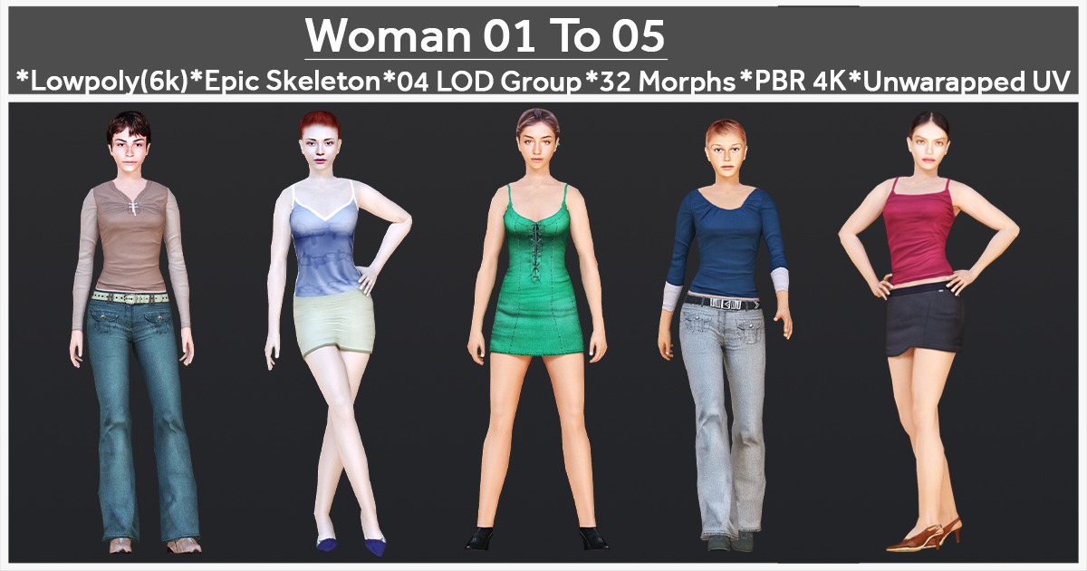 Woman 1 To 5 | Characters | Unity Asset Store