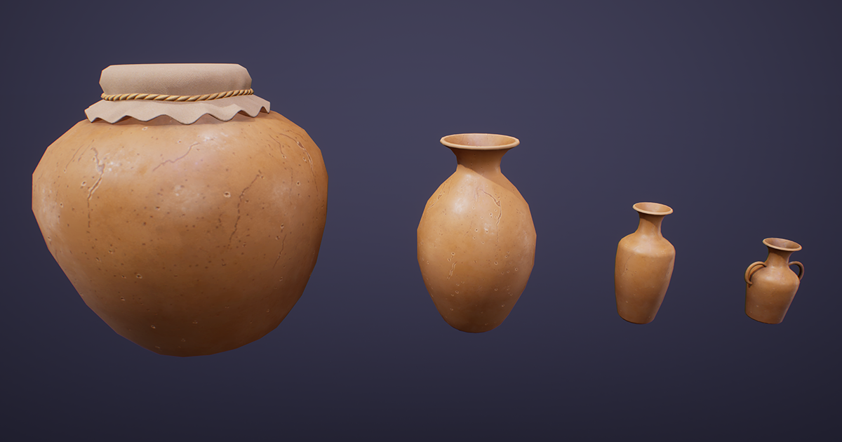 Stylized Clay Vases | 3D Props | Unity Asset Store