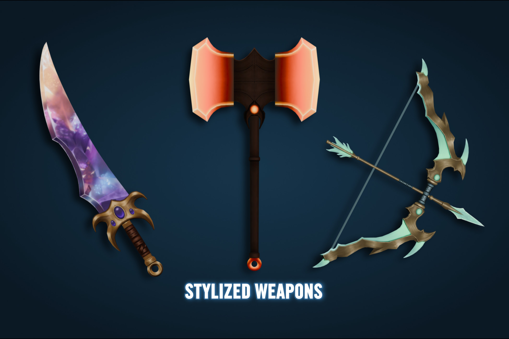 Hand-painted Fantasy Weapons: Cosmic, Ghost, Fire & Medieval | 3D ...