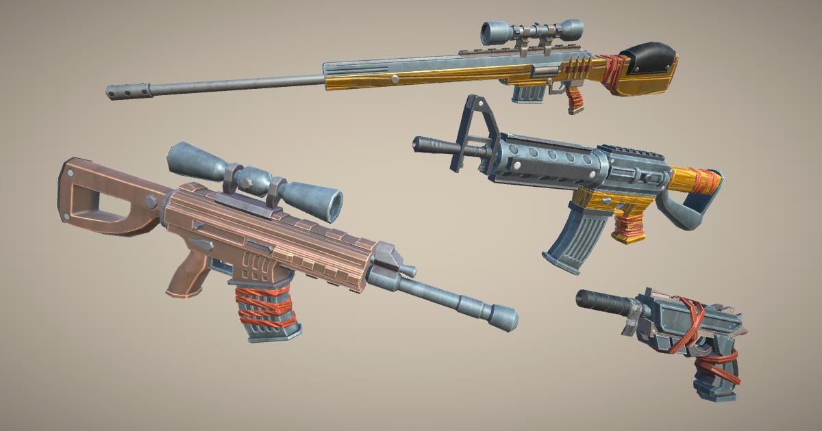 Stylized Low Poly 3D Gun Weapons Package | 3D Props | Unity Asset Store