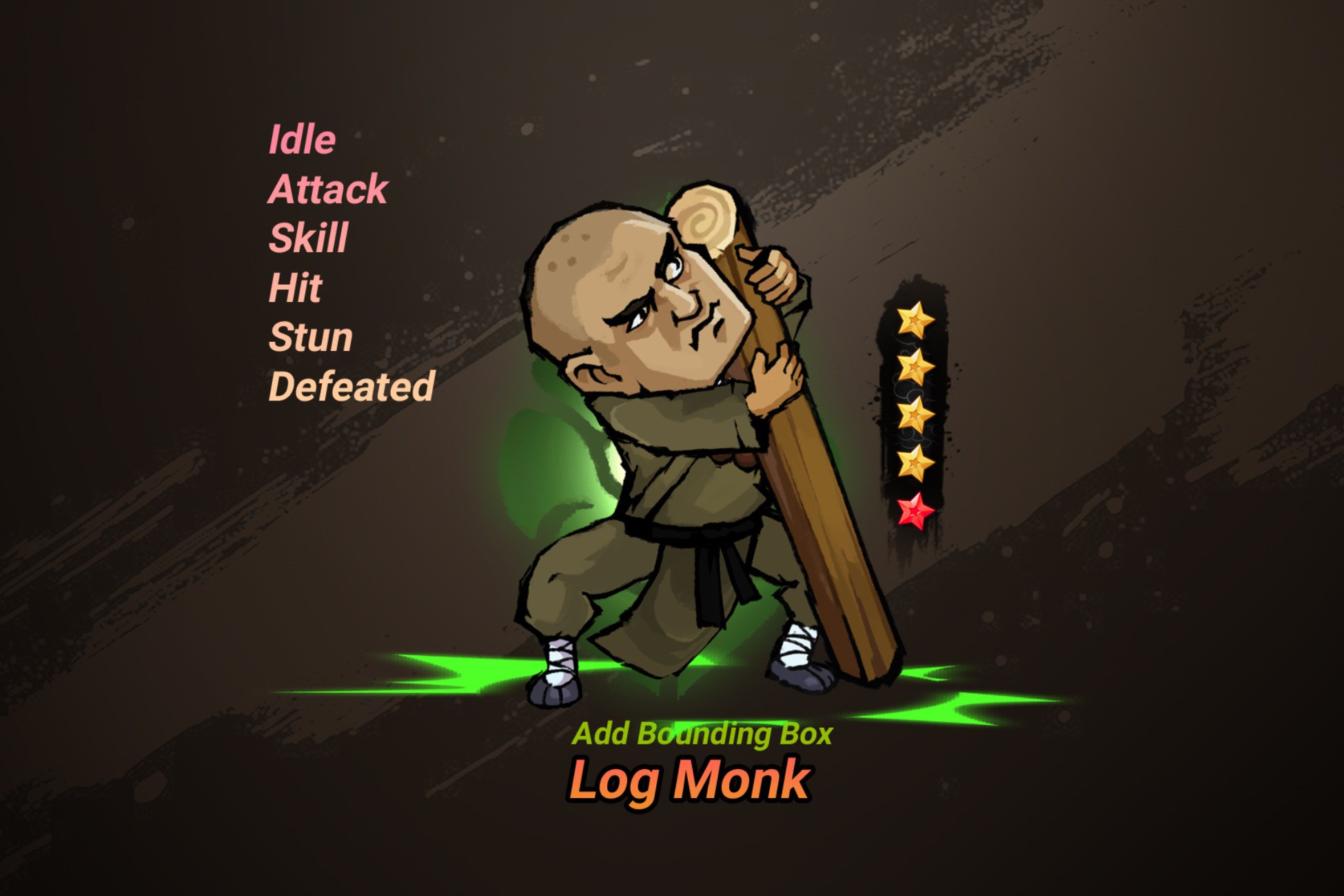 Log Monk_2D Spine Animation by RGame Animation
