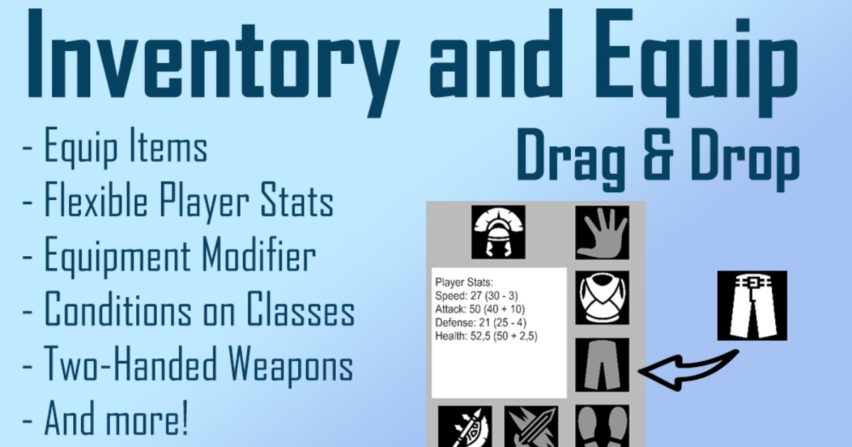 Inventory And Equip System Drag And Drop Save Gui Tools Unity Asset