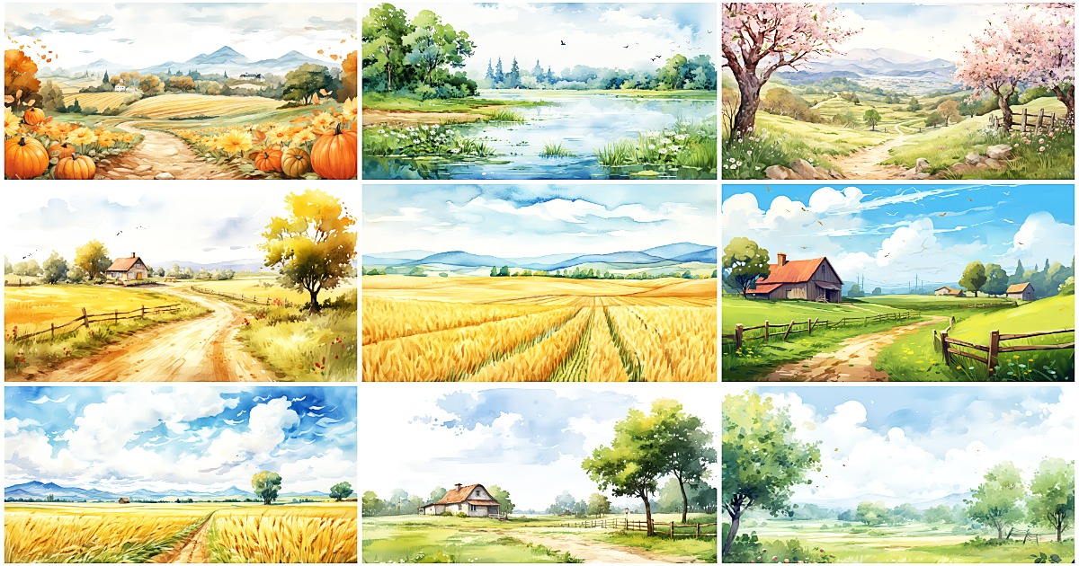 BACKGROUND - Watercolor Farm 1 | 2D Environments | Unity Asset Store