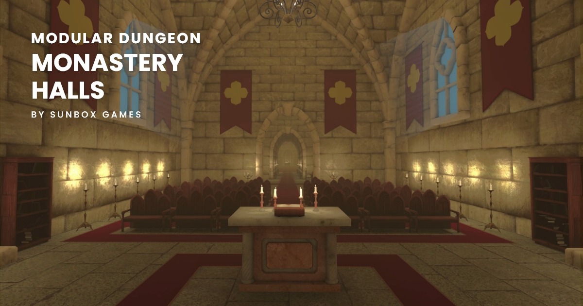Modular Dungeon: Monastery Halls | 3D Dungeons | Unity Asset Store