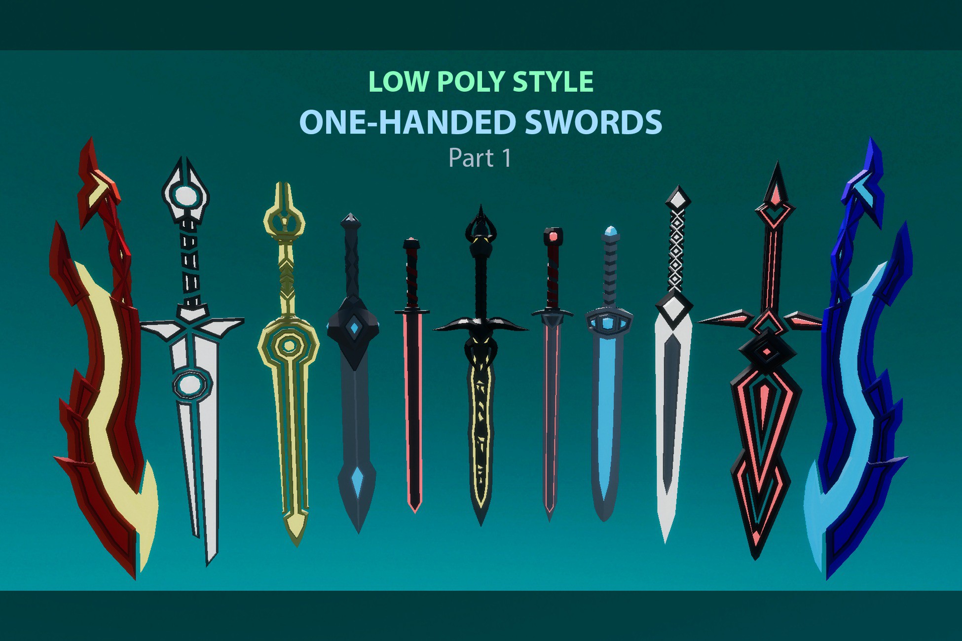 Low Poly Style 1H Swords Part 1 | 3D Weapons | Unity Asset Store