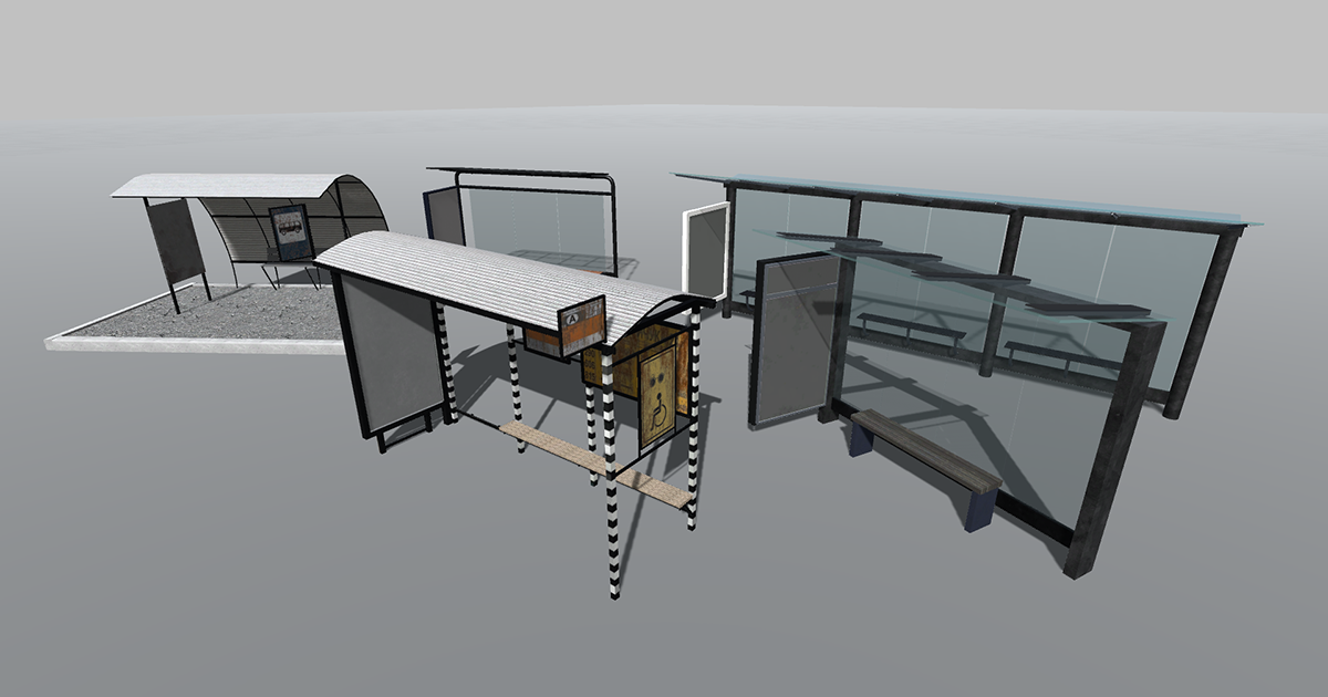 Modern and Soviet Bus Stops Pack | 3D Exterior | Unity Asset Store