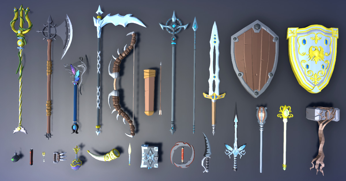 Free Low Poly Fantasy RPG Weapons | 3D Weapons | Unity Asset Store