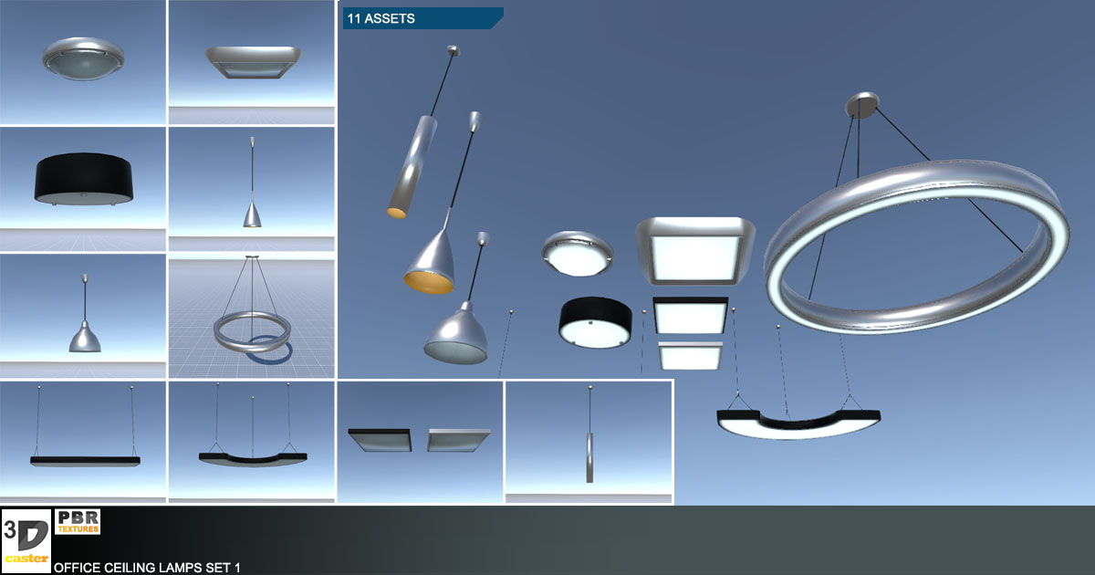 Office Ceiling Lamps Set 2 | 3D Interior | Unity Asset Store