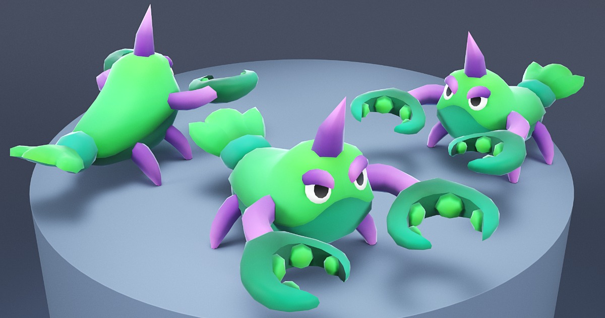 Cartoon Characters - Medium Crab Warrior | 3D Creatures | Unity Asset Store