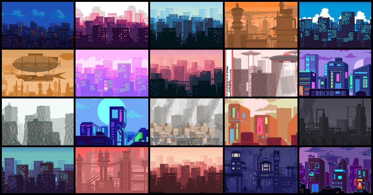 28 City Backgrounds Pixel Art | 2D 环境 | Unity Asset Store