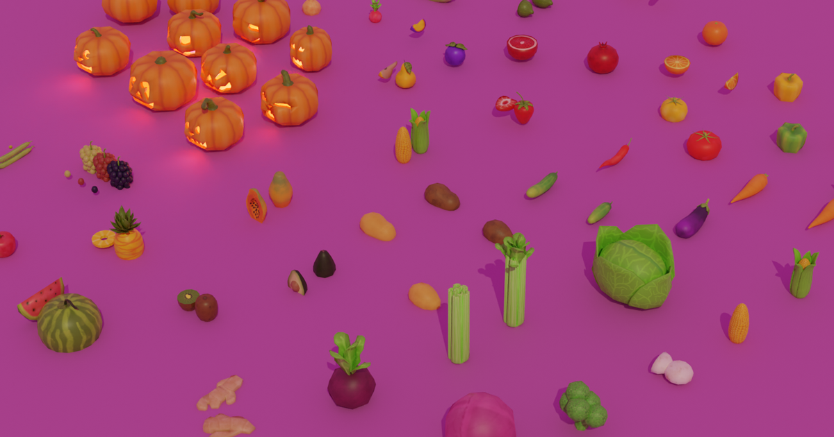 Low Poly Vegetables And Juicy Fruits | 3D Food | Unity Asset Store