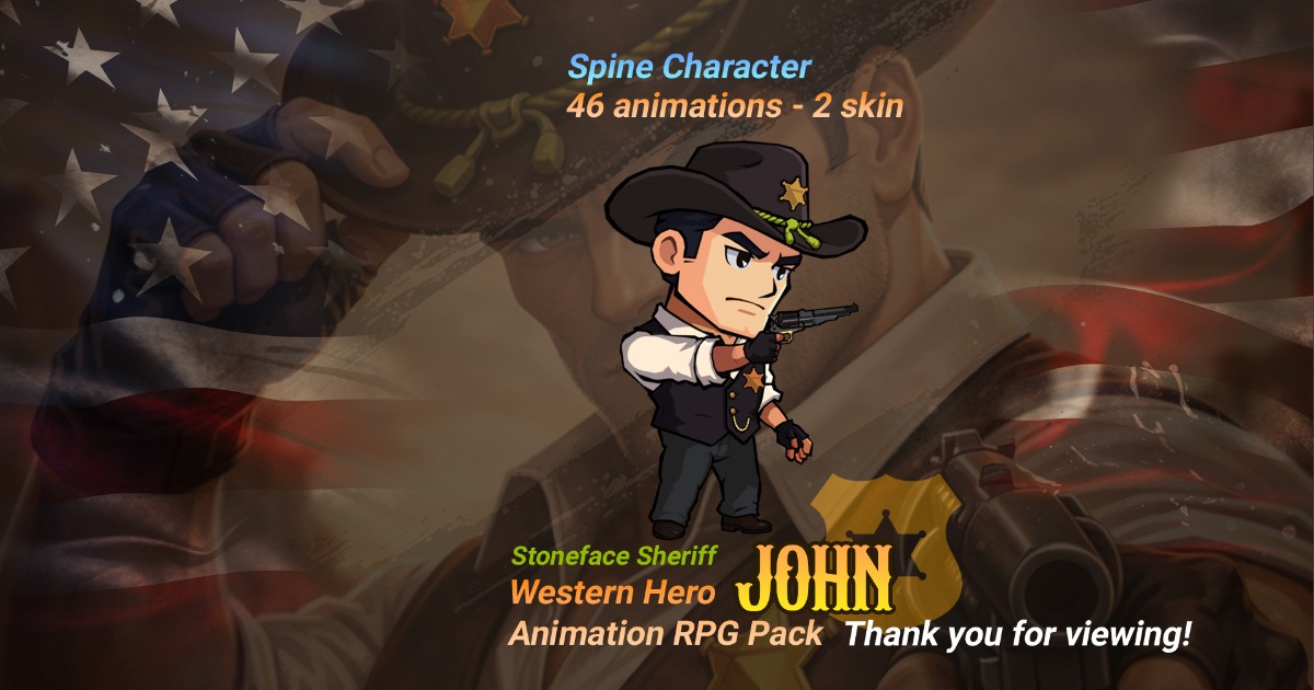 Stoneface Sheriff John | 2D Characters | Unity Asset Store