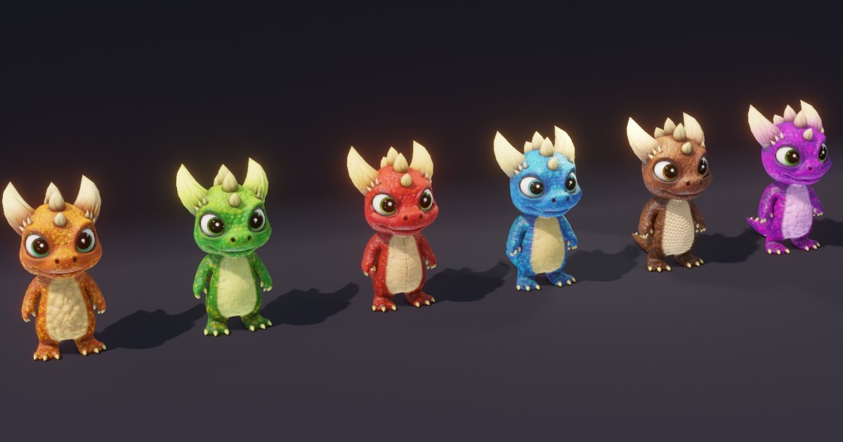 Cute Cartoon Dinosaurs Pack (Low-Poly, Game-Ready, Animated, Built-In ...