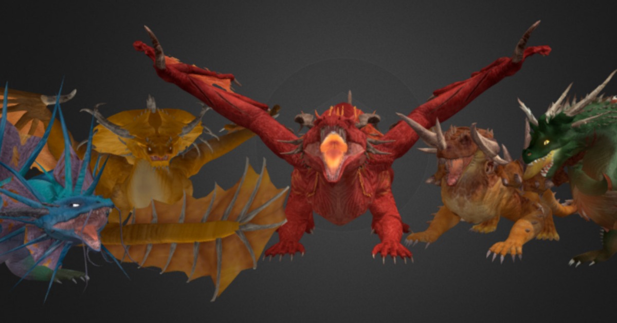Pack - Elemental Ultimate Dragons 01 | 3D クリーチャー | Unity Asset Store