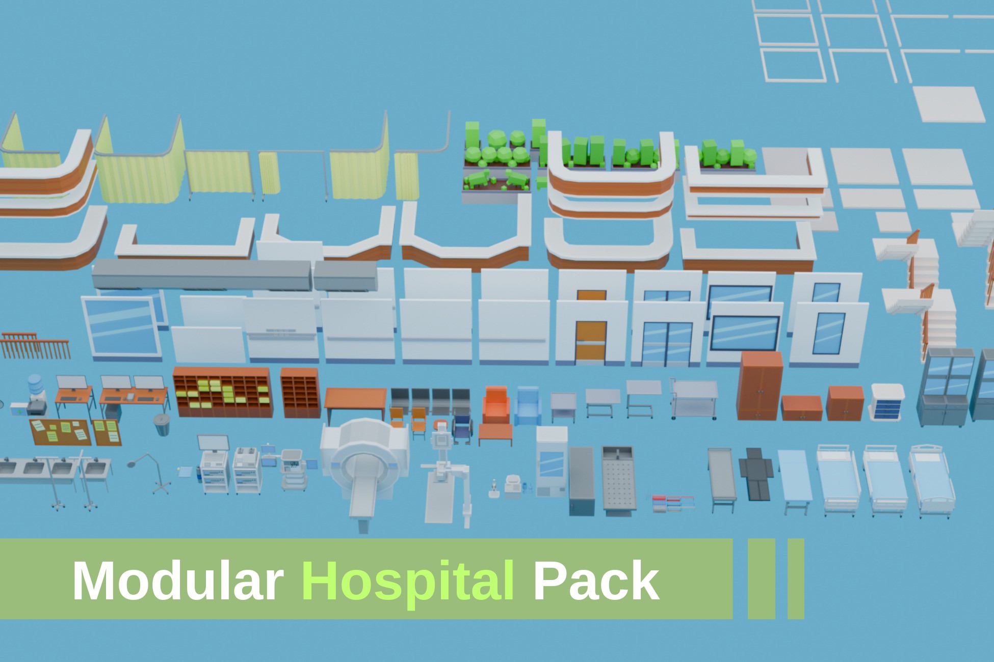 Modular Hospital Pack | 70+ Low Poly Medical Models | 3D 都市 | Unity ...