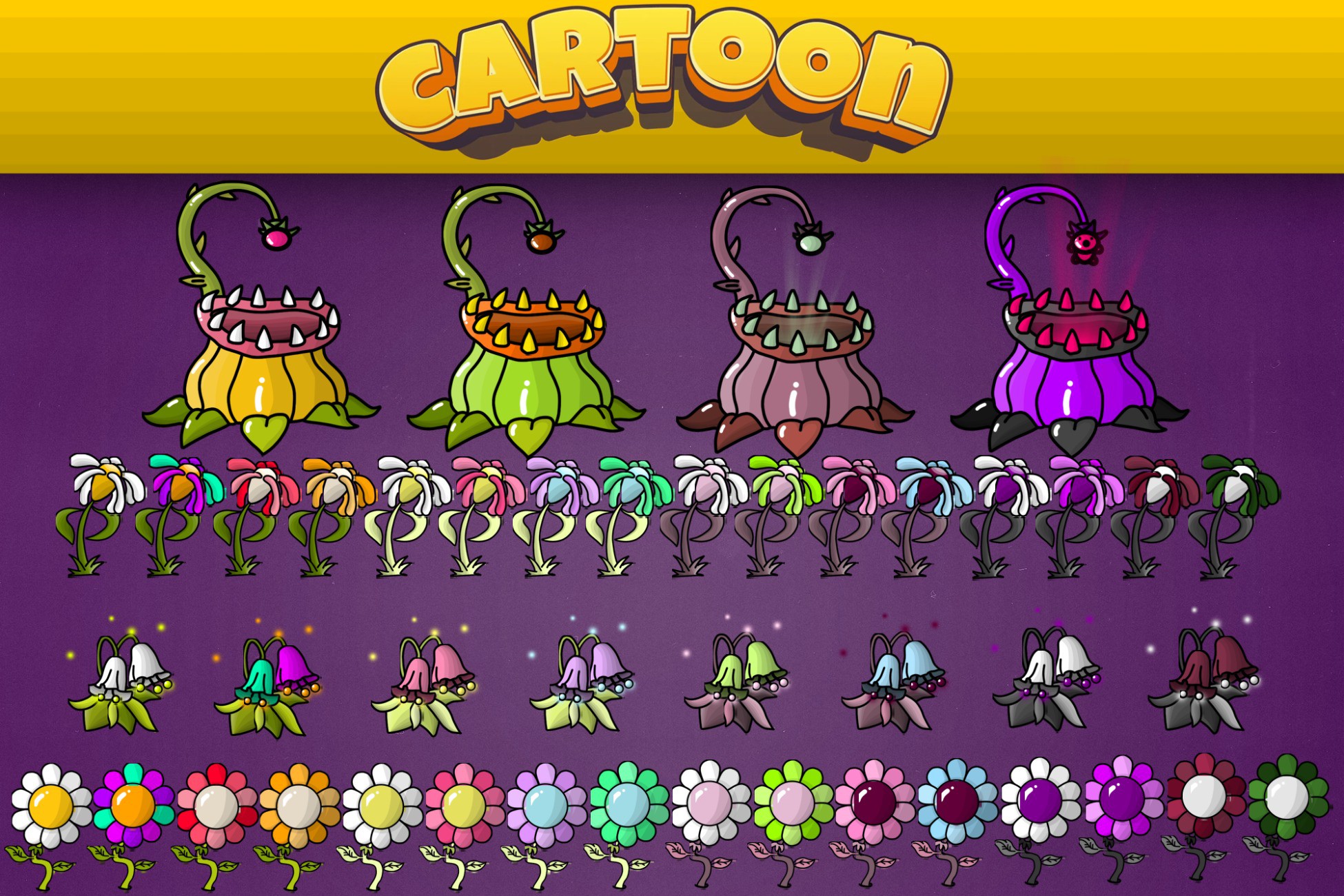 Old Style Cartoon Flowers | 2D Environments | Unity Asset Store