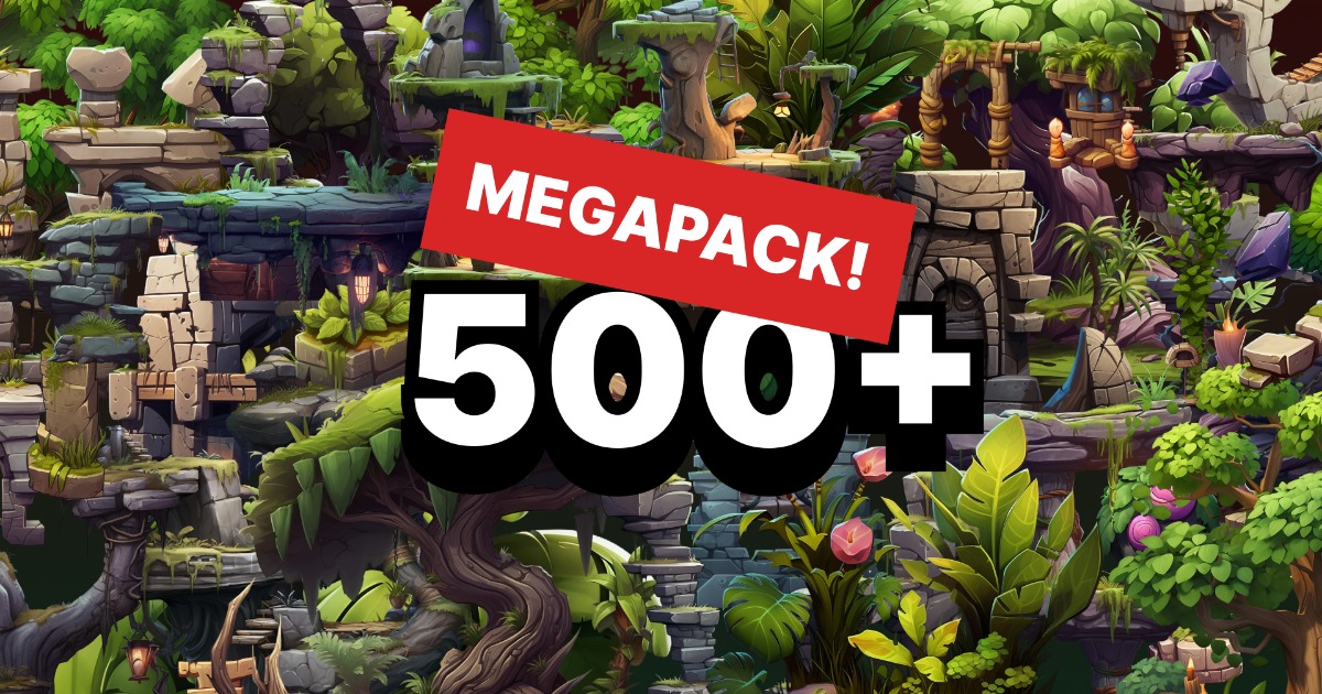 500+ MEGAPACK! 2d Handpaint Tileset Sprite Sheet Nature Platformer ...