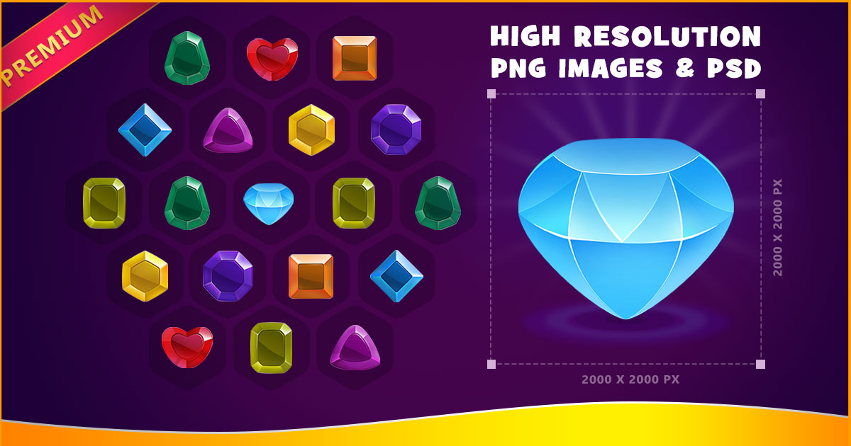 Premium 2D Diamond Pack Icon | 2D Icons | Unity Asset Store