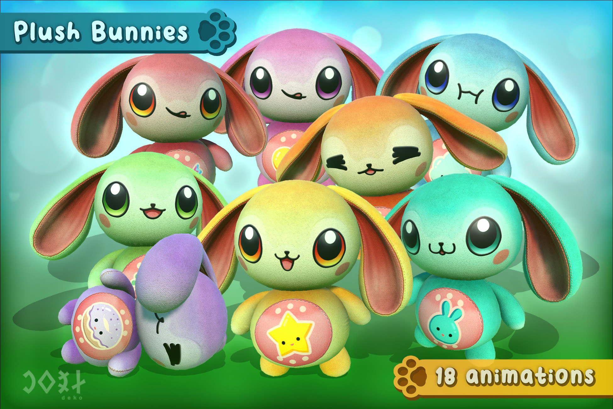 Plush Bunnies - Game Ready | 3D Animals | Unity Asset Store