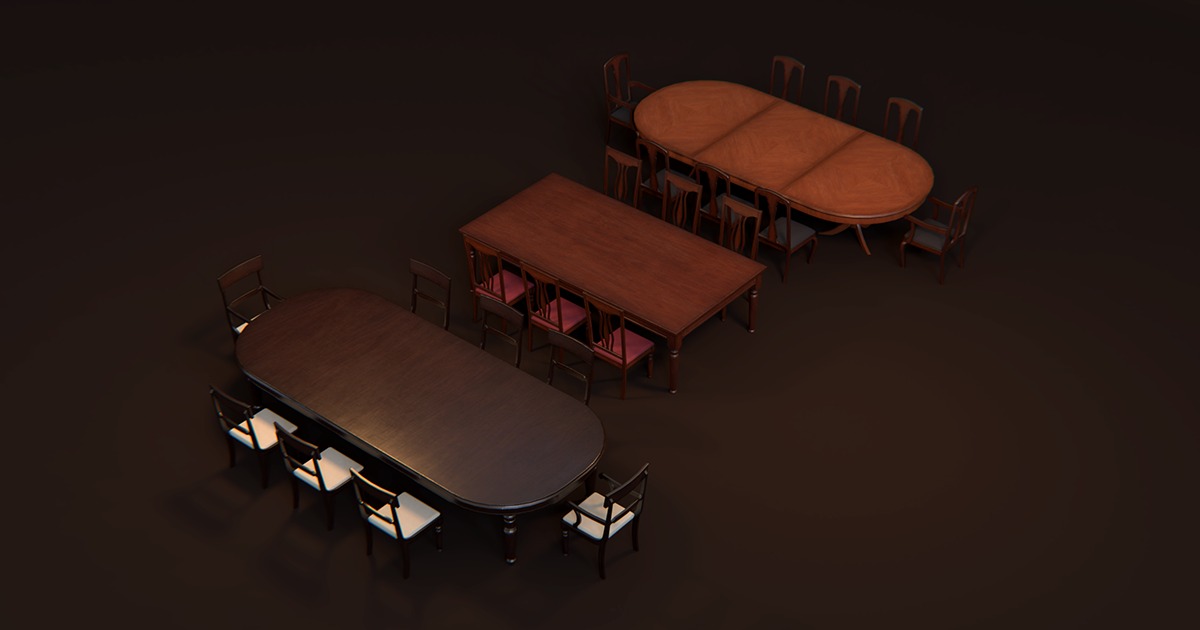 Antique Dining Sets | 3D Furniture | Unity Asset Store