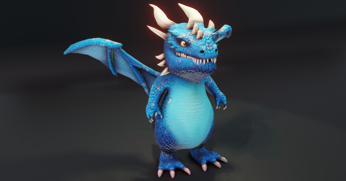 Cartoon Blue Dragon Animated 3D Low-poly Model | 3D Creatures | Unity ...