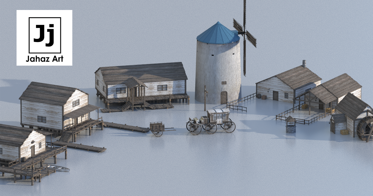 Package Rustic Wooden Houses with interiors | 3D Urban | Unity Asset Store