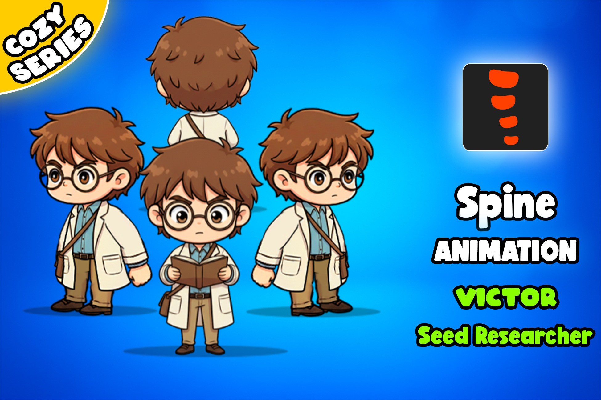 Victor Seed Researcher 2D Animated Spine Character (Cozy Series) | 2D ...