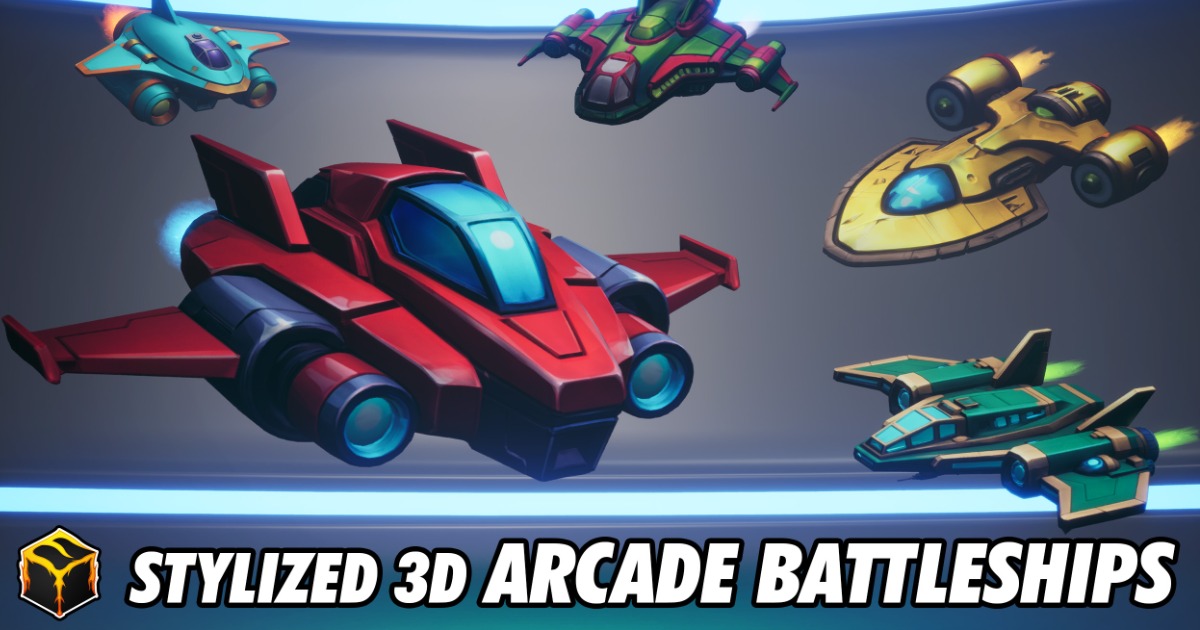 Arcade Battleships Pack - Lowpoly Stylized Spaceships | 3D Space ...