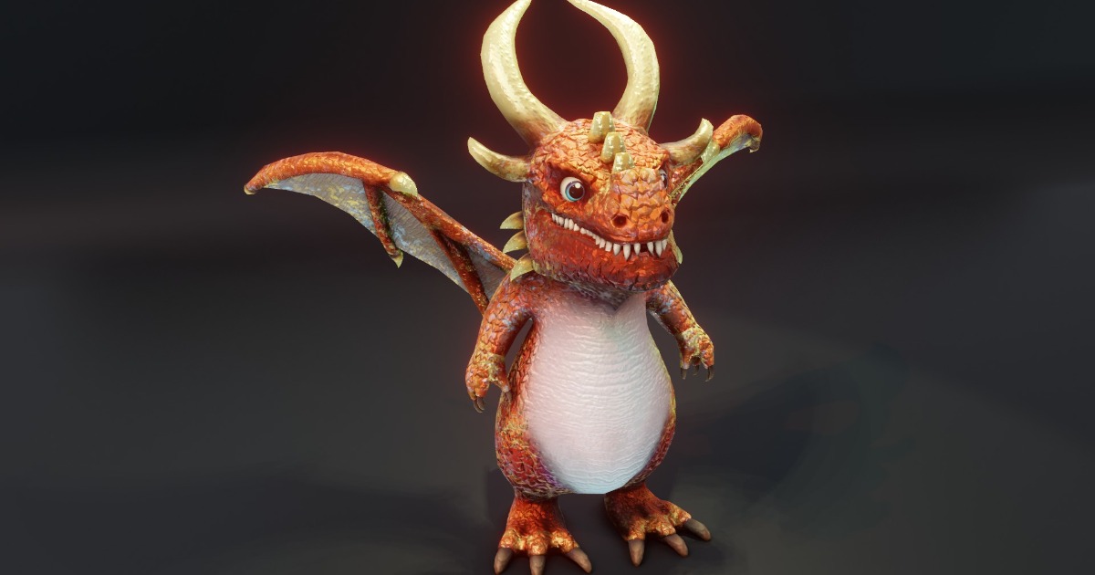 Cartoon Copper Dragon Animated 3D Low-poly Model | 3D Creatures | Unity ...