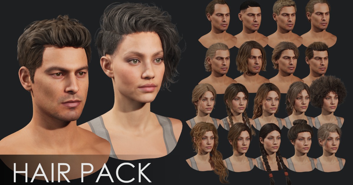 ULTIMATE HAIRSTYLE PACK 2026 | 20 PIECES | REALISTIC | Rigged hair, low ...